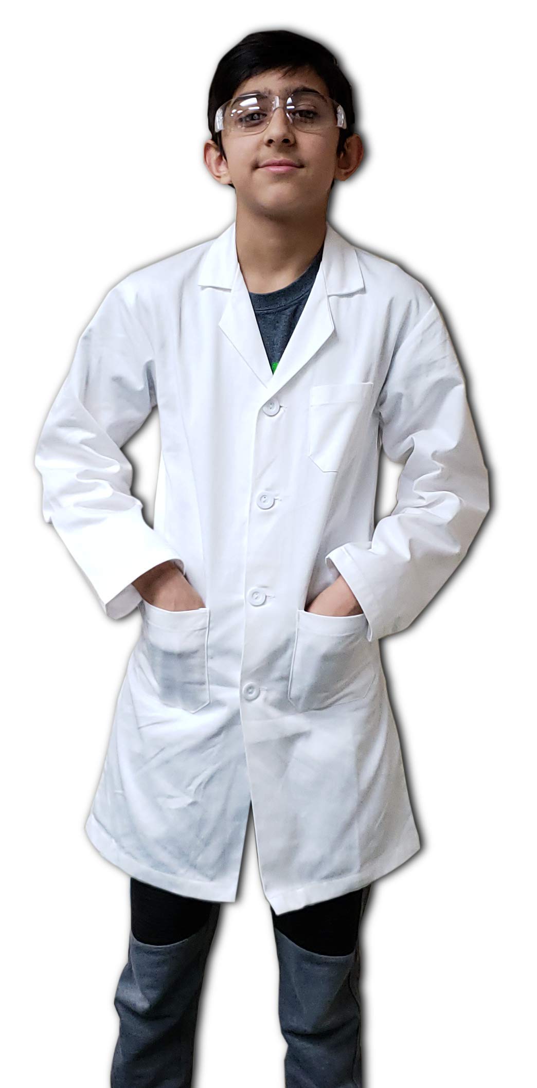 DR Uniforms Lab Coat for Kids - Doctor's White Lab Coat, Kids Unisex Lab Coat, White Coat for Boys and Girls (8/10)