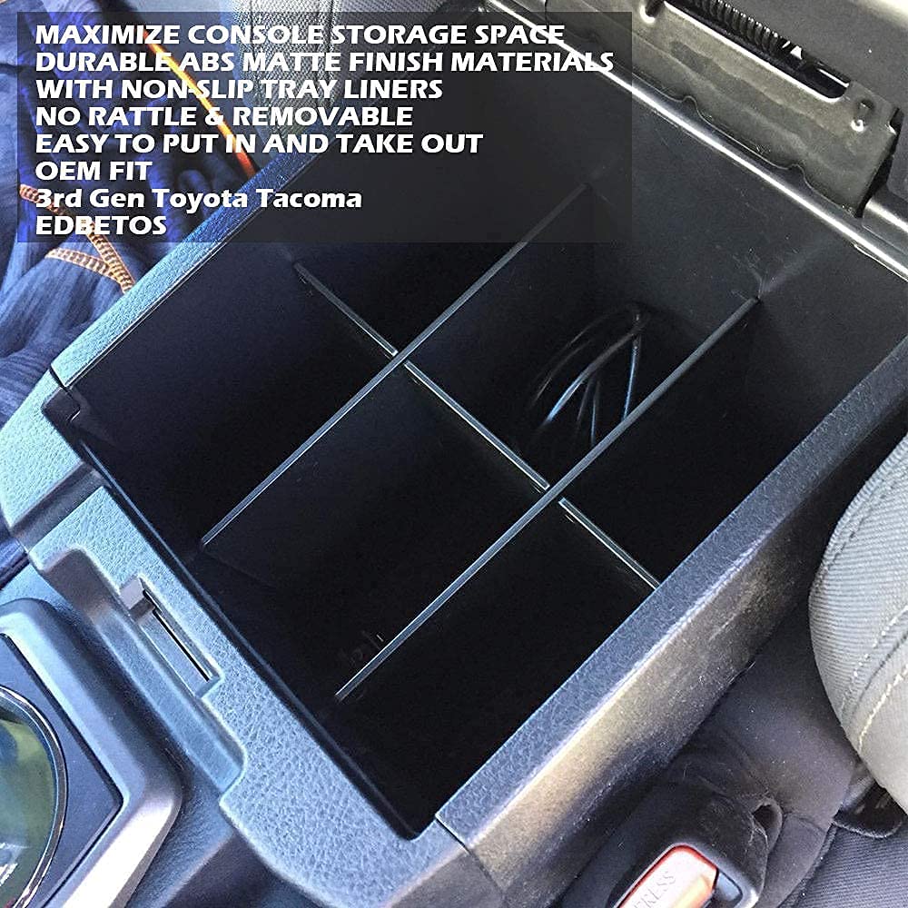 EDBETOS 3rd Gen Tacoma Accessories for Toyota Tacoma 2016 2017 2018 2019 2020 2021 2022 2023 Center Console Organizer Divider and Glove Box Organizer Armrest Interlock Secondary Storage ABS Material