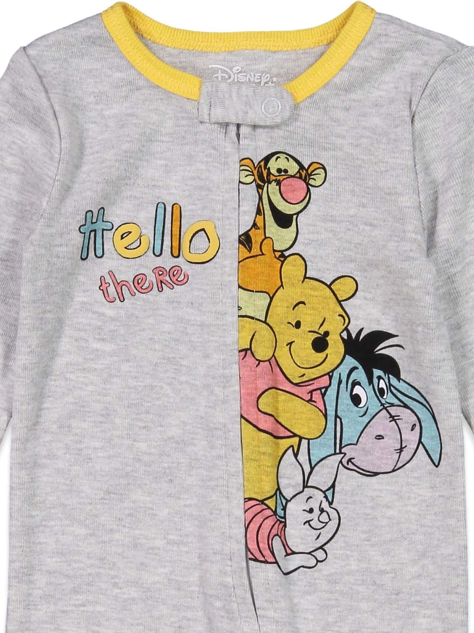 Disney Winnie The Pooh Newborn Baby Boys 2 Pack Zip Up Sleep N' Play Baby Coveralls 0-3 Months