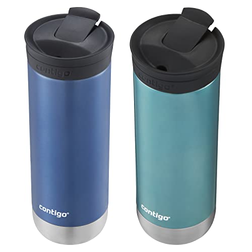 Contigo Huron Insulated Stainless Steel Travel Mug with SnapSeal Lid, 20oz 2 Pack, Blue Corn & Bubble Tea