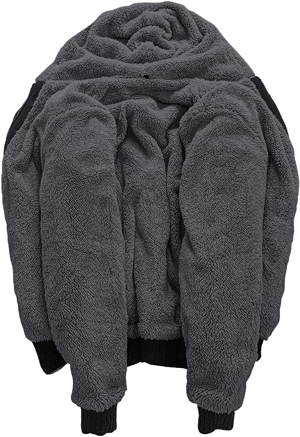 ZITY Men's Zip Up Hoodie Heavyweight Winter Sweatshirt Fleece Sherpa Lined Warm Jacket Black Large