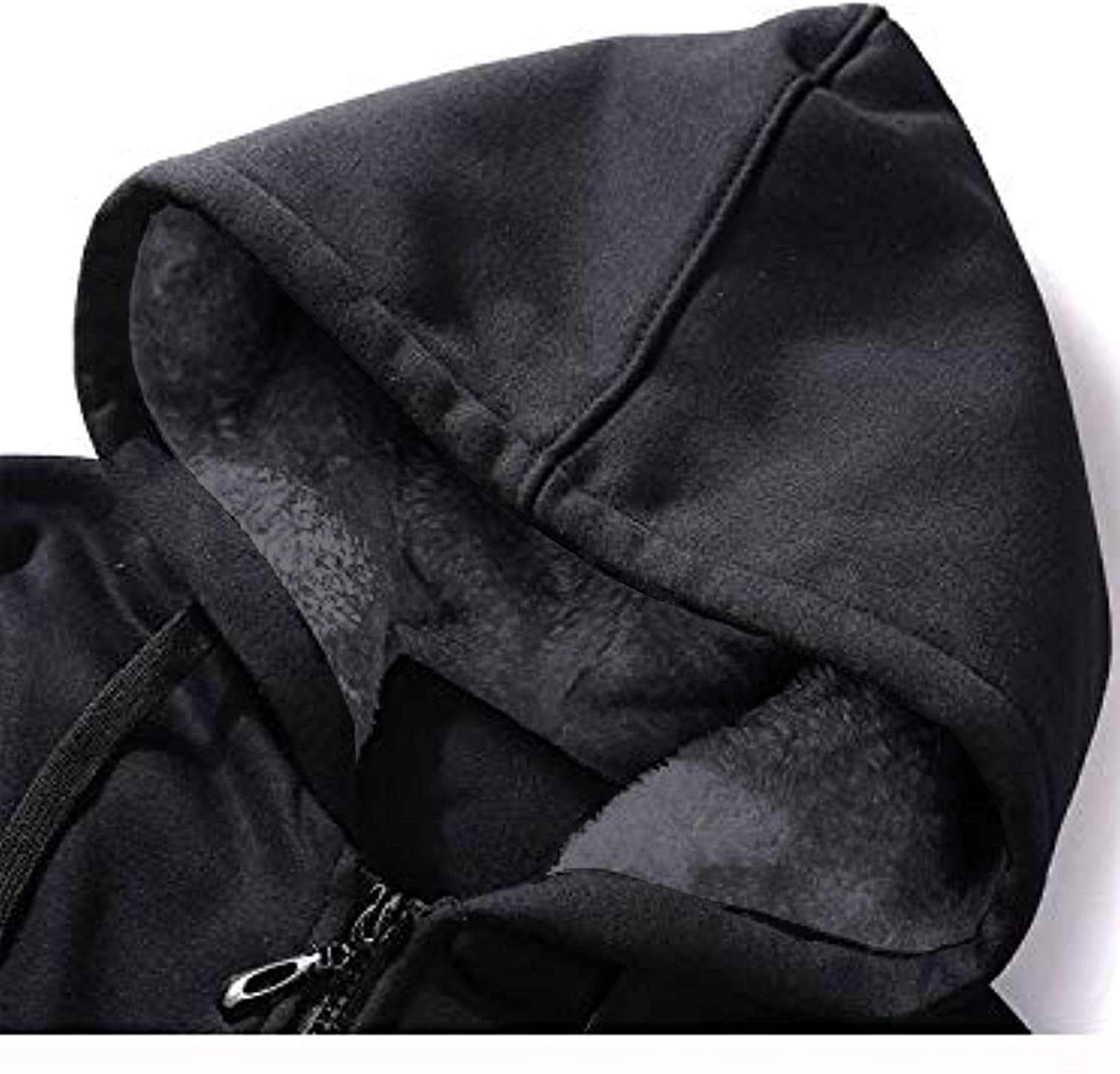 ZITY Men's Zip Up Hoodie Heavyweight Winter Sweatshirt Fleece Sherpa Lined Warm Jacket Black Large