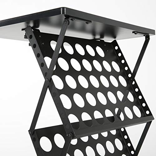 M&T Displays Foldable Counter with Perforated Literature Holder and Carrying Bag, Magazine Rack, Brochure Display Stand, Catalog Leaflet, Flier for Fair, Conference, Shows (Black, 2X(8.5x11))