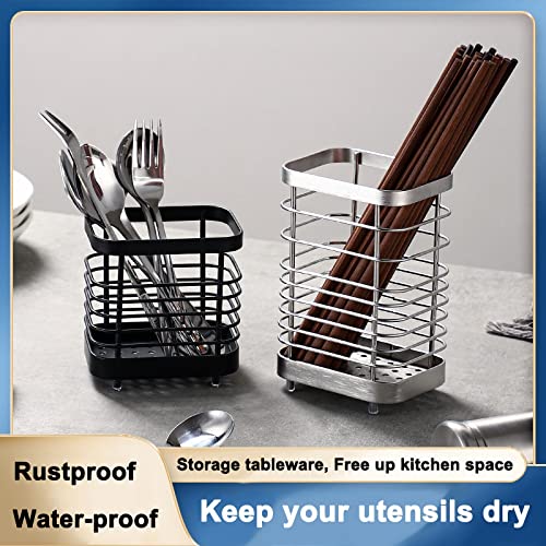 ANHORTS Sink Caddy, Sink Sponge Holder, Kitchen Sink Organisers, Cutlery Drainer for Kitchen Utensil, Stainless Steel Sink Caddy, Rust Proof Sponge Caddy (black)