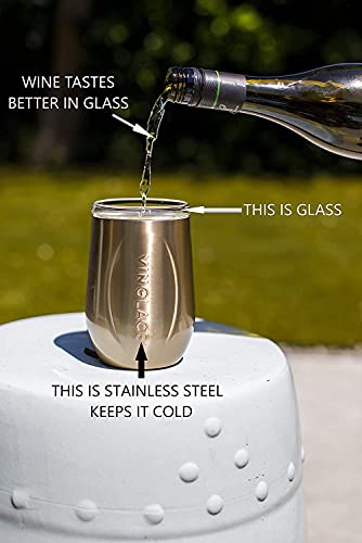 Vinglacé Wine Bottle Chiller Gift Set- Portable Stainless Steel Wine Cooler with 2 Stemless Wine Glasses, Rose