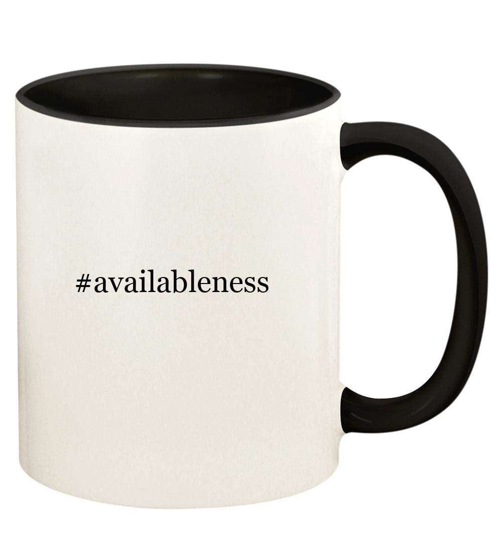 #availableness - 11oz Hashtag Ceramic Colored Handle and Inside Coffee Mug Cup, Black