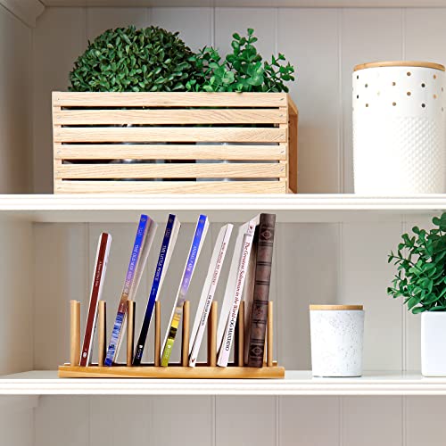 Zopeal 18 Pcs Bamboo Wooden Plate Racks Dish Rack Stand Holder 3/ 6/ 7 Slots Drainboard Drying Drainer Kitchen Cabinet Organizer for Dish Plate Bowl Cup Pot Lid Book