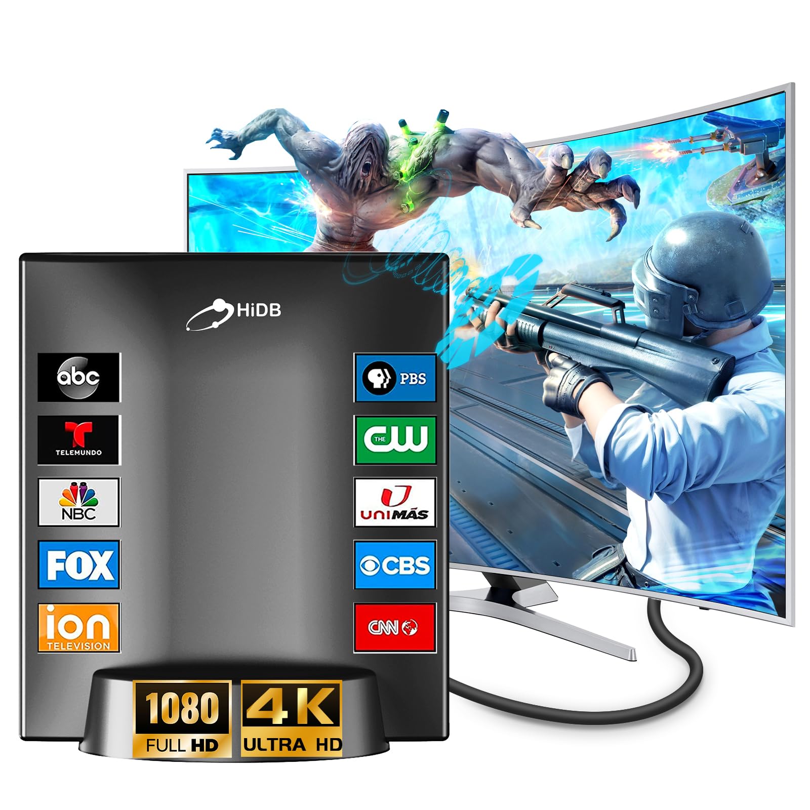 2024 TV Antenna for Smart TV, TV Antenna Indoor Outdoor, Long Range Reception HD Antenna, Digital TV Antenna Supports 4k (Black)