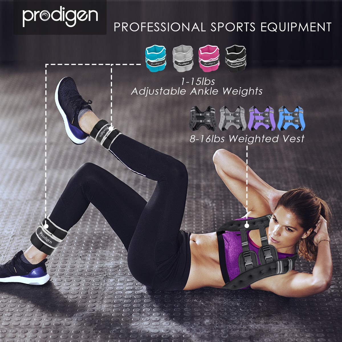 Prodigen Weighted Vest for Women and Men 12 Lbs with Reflective Stripe and Double Adjustable Buckle Straps Weight Vests for Strength Training, Jogging, Cardio, Weight Loss, Muscle Building, Purple