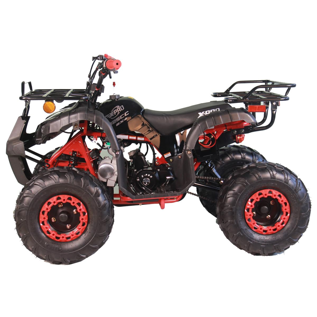 X-PRO 125cc ATV 4 Wheels Wheelers Quad 125 ATV Quads with LED Lights, Big 19"/18" Tires!(Black)