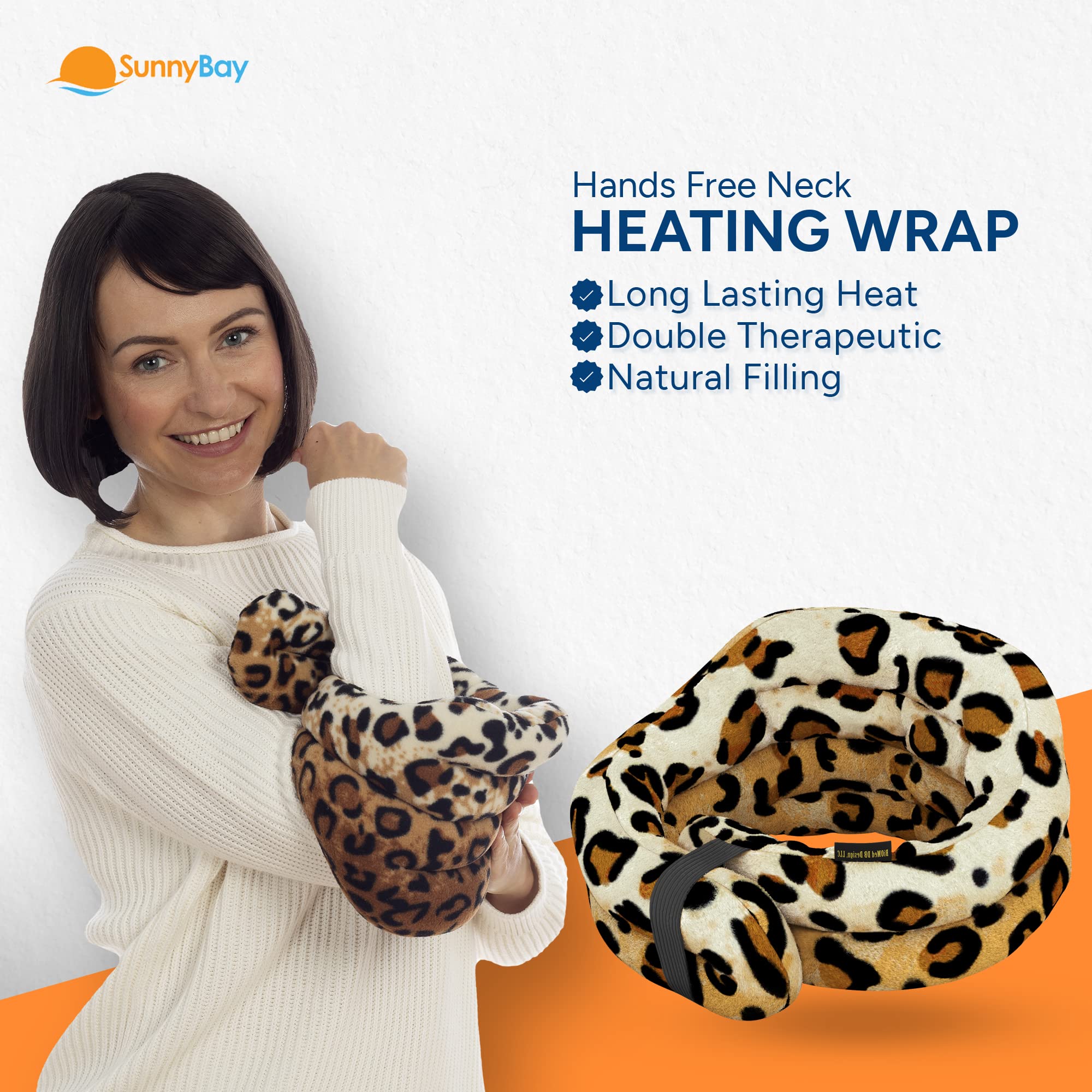 SunnyBay Microwave Heating Pad, Microwavable Cold or Heated Neck and Shoulder Wrap, Moist and Weighted Hands-Free Beanbag Pack with Wide Neck Coverage, 2.5 lbs, 26 Inches Long-Length, Leopard