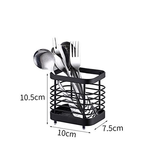 ANHORTS Sink Caddy, Sink Sponge Holder, Kitchen Sink Organisers, Cutlery Drainer for Kitchen Utensil, Stainless Steel Sink Caddy, Rust Proof Sponge Caddy (black)