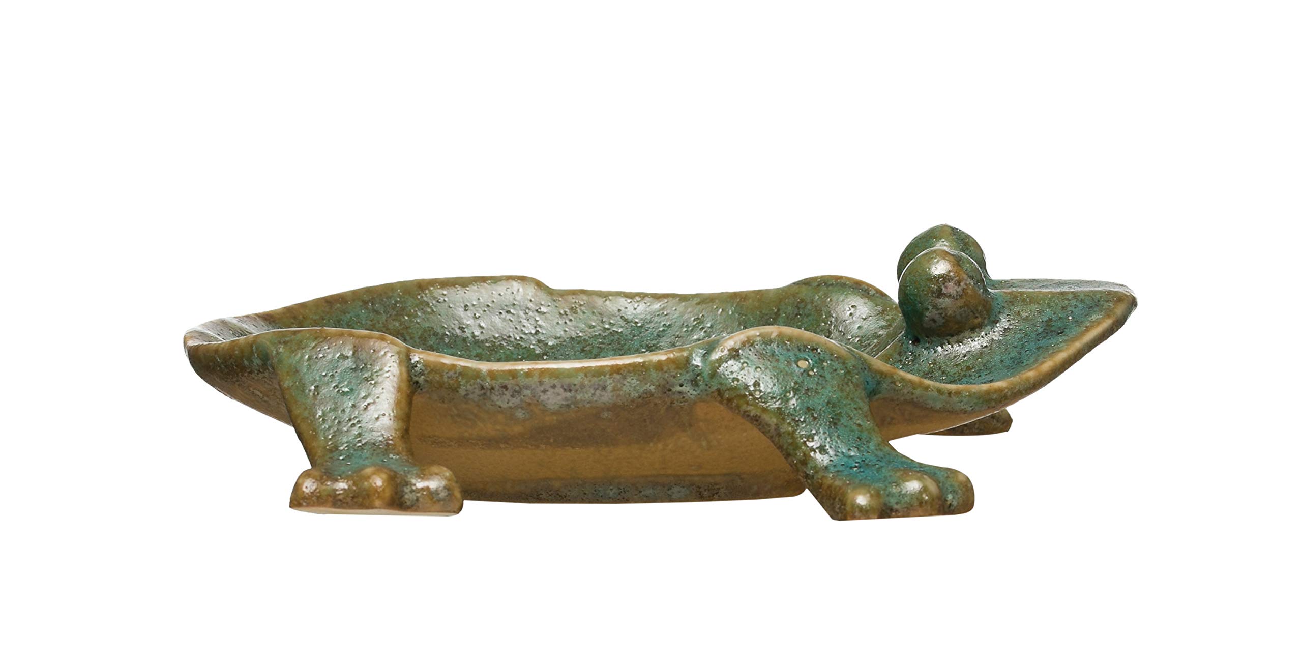 Creative Co-Op Decorative Footed Frog Dish with Reactive Glaze Finish (Each one Will Vary)