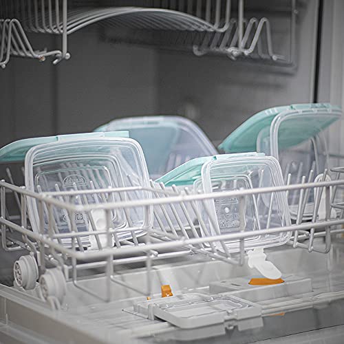 Plastic Food Storage Containers w/attached Lids. Multi sizes Containers. Microwave/Freezer & Dishwasher Safe - Steam Release Valve. BPA/Free (24, Light Blue)