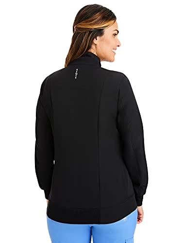 Healing Hands Womens Scrub Jacket 2 Pocket HH360 5067 Carly Zip Up Stylish Women Jacket Black L