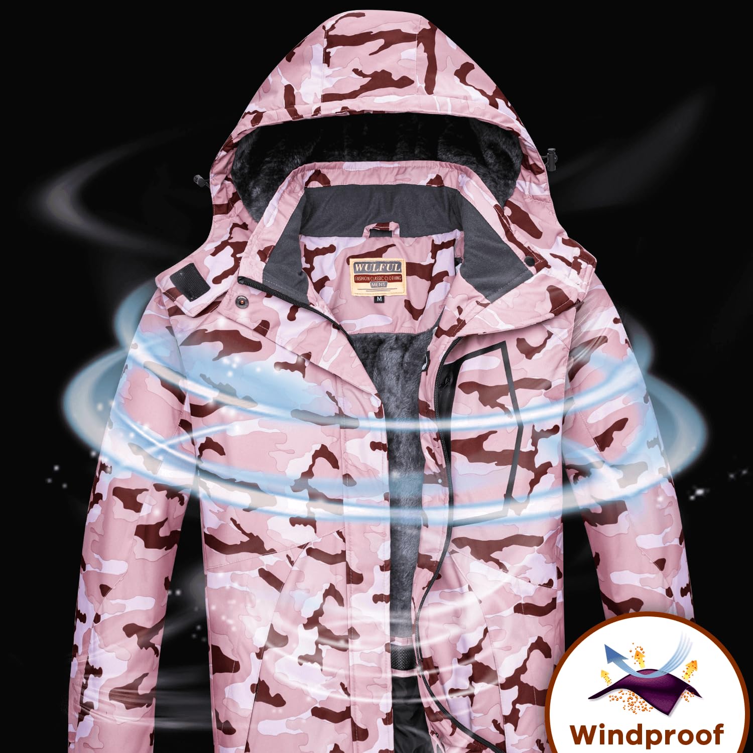 WULFUL Women’s Waterproof Snow Ski Jacket Mountain Windproof Winter Coat with Detachable Hood