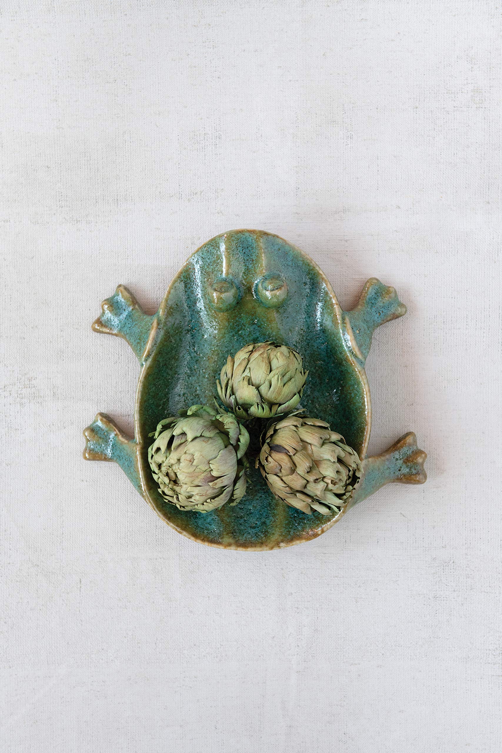 Creative Co-Op Decorative Footed Frog Dish with Reactive Glaze Finish (Each one Will Vary)