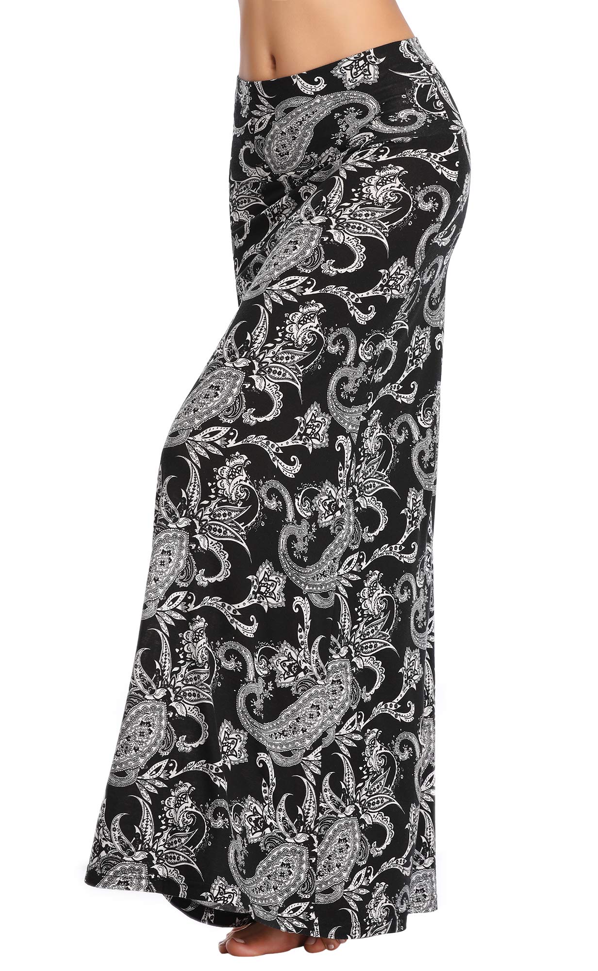 Urban CoCo Women's Stylish Spandex Comfy Fold-Over Flare Long Maxi Skirt (2XL, 5)