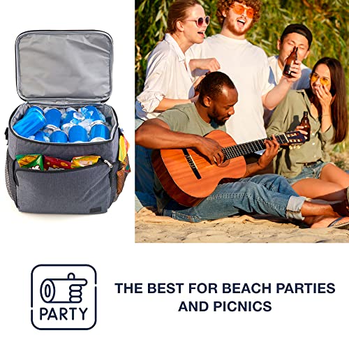 GLOGEX Portable Soft Sided Cooler Bag - Modern Picnic Lunch Bag - Foldable Soft Cooler Insulated and Leak Proof for Travel, Camping, Beach Picnic, Shopping, Fishing, Food Delivery, Keeps Warm, Cold