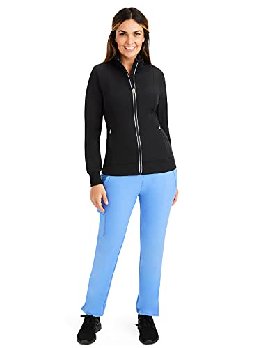 Healing Hands Womens Scrub Jacket 2 Pocket HH360 5067 Carly Zip Up Stylish Women Jacket Black L