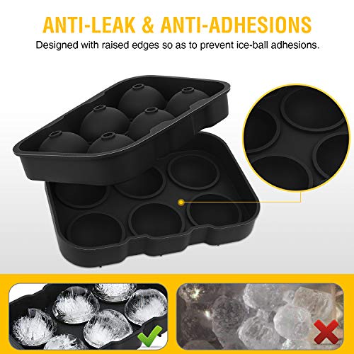 Rechishre Ice Cube Trays Silicone, Sphere Ice Ball Maker with Lid for Whiskey and Cocktails & Bourbon, Reusable and BPA Free 1 Pack