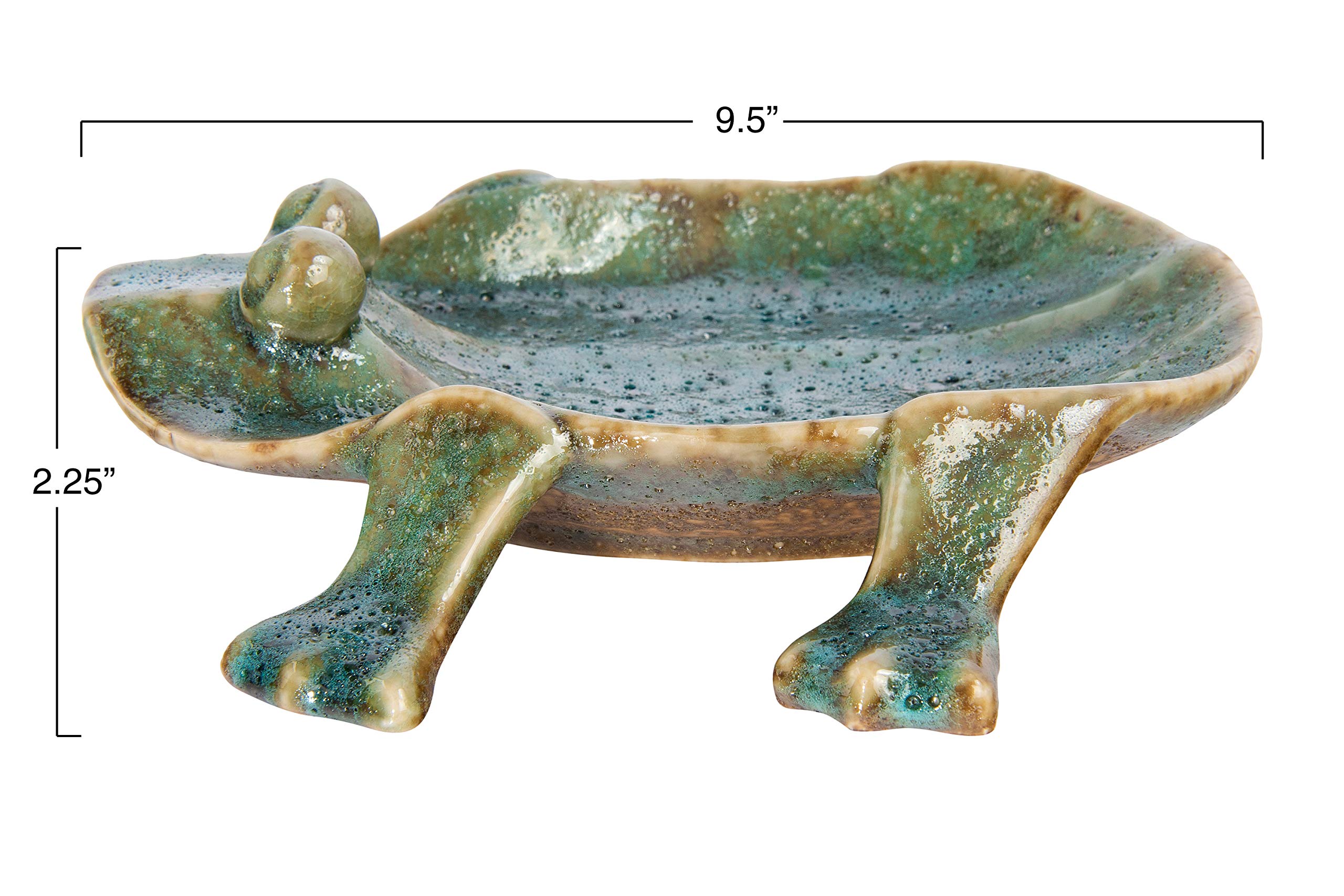 Creative Co-Op Decorative Footed Frog Dish with Reactive Glaze Finish (Each one Will Vary)