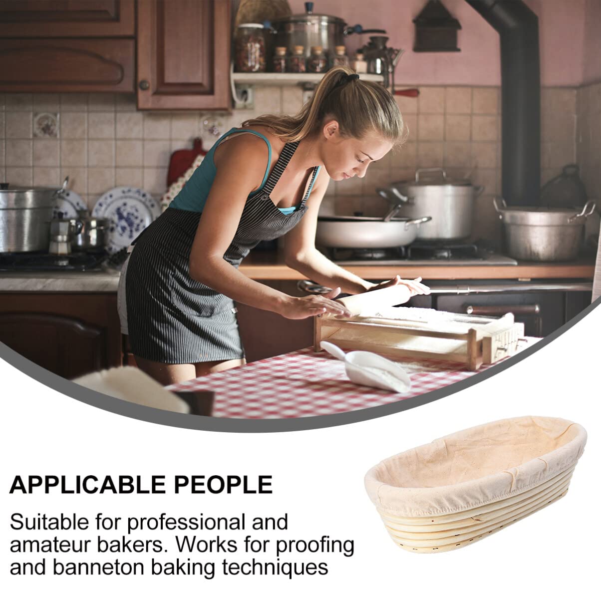 DOITOOL Oval Bread Proofing Baskets for Sourdough Bread, Sourdough Proofing Basket Set for Bread Making for Beginners or Professional Bakers