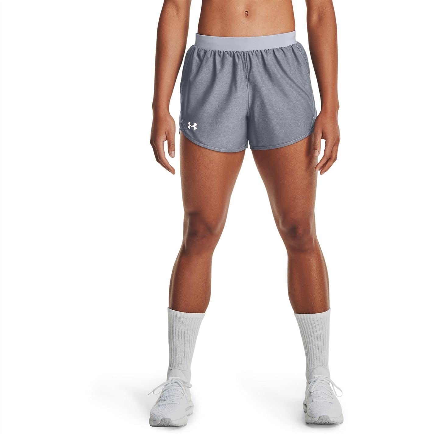 Under Armour Women's Fly By 2.0 Running Shorts , Steel Full Heather (035)/Steel , Large