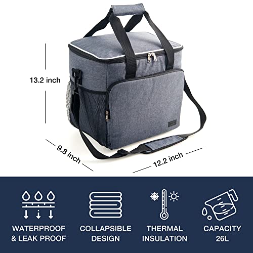 GLOGEX Portable Soft Sided Cooler Bag - Modern Picnic Lunch Bag - Foldable Soft Cooler Insulated and Leak Proof for Travel, Camping, Beach Picnic, Shopping, Fishing, Food Delivery, Keeps Warm, Cold