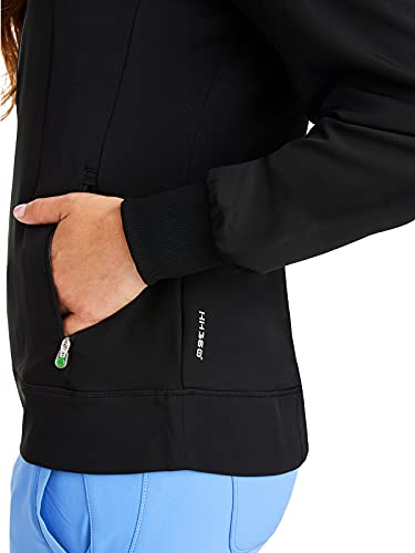 Healing Hands Womens Scrub Jacket 2 Pocket HH360 5067 Carly Zip Up Stylish Women Jacket Black L