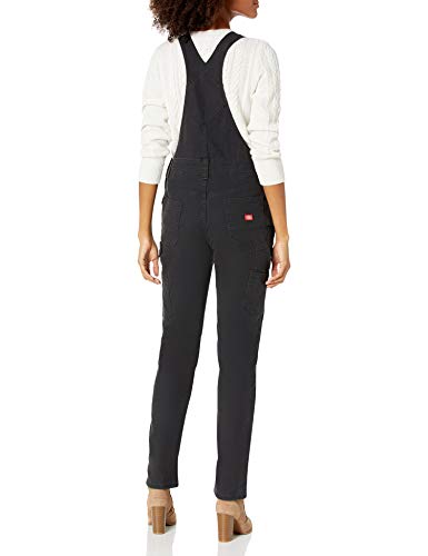 Dickies Women's Duck Double Front Bib Overalls, Rinsed Black, S