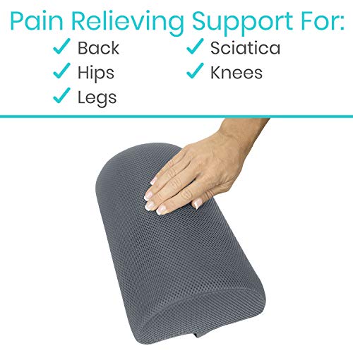 Vive Bolster Pillow for Legs & Back (Firm) - Memory Foam Support Pad for Side, Stomach Sleeper - Lumbar Half Roll for Knee, Leg, Lower Back, Spine Alignment - Ergonomic Sleeping Padding