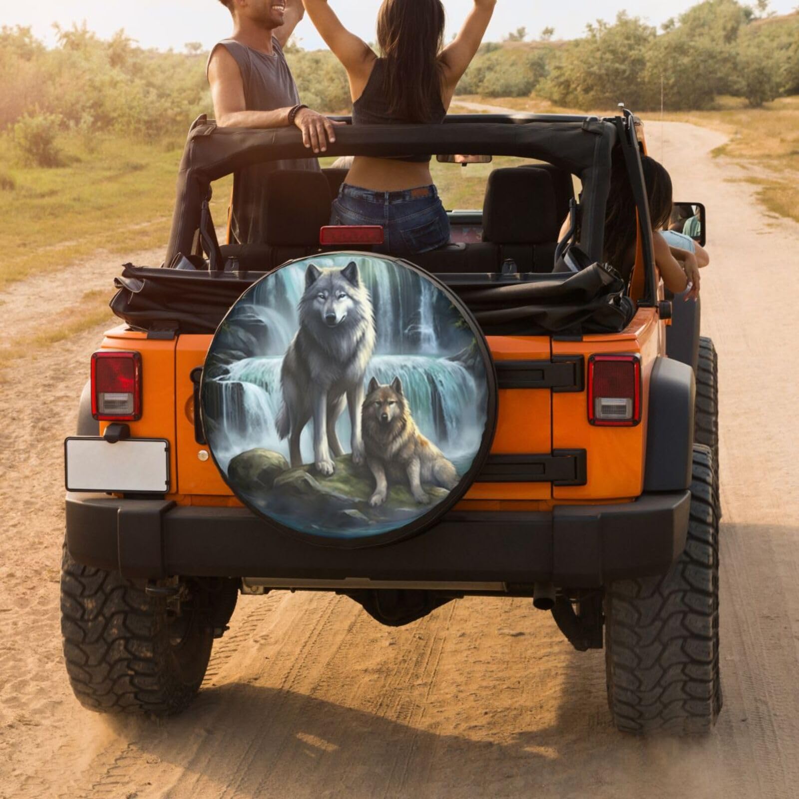Foruidea 3D Printed Wolf Spare Tire Cover Dust-Proof Wheel Tire Cover Fit Trailer, RV, SUV and Many Vehicle 17 Inch