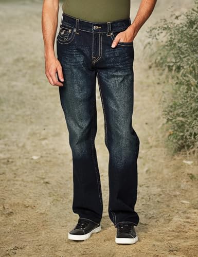 True Religion Men's Ricky Straight Leg Jean with Back Flap Pockets, GGJD Last Call, 32