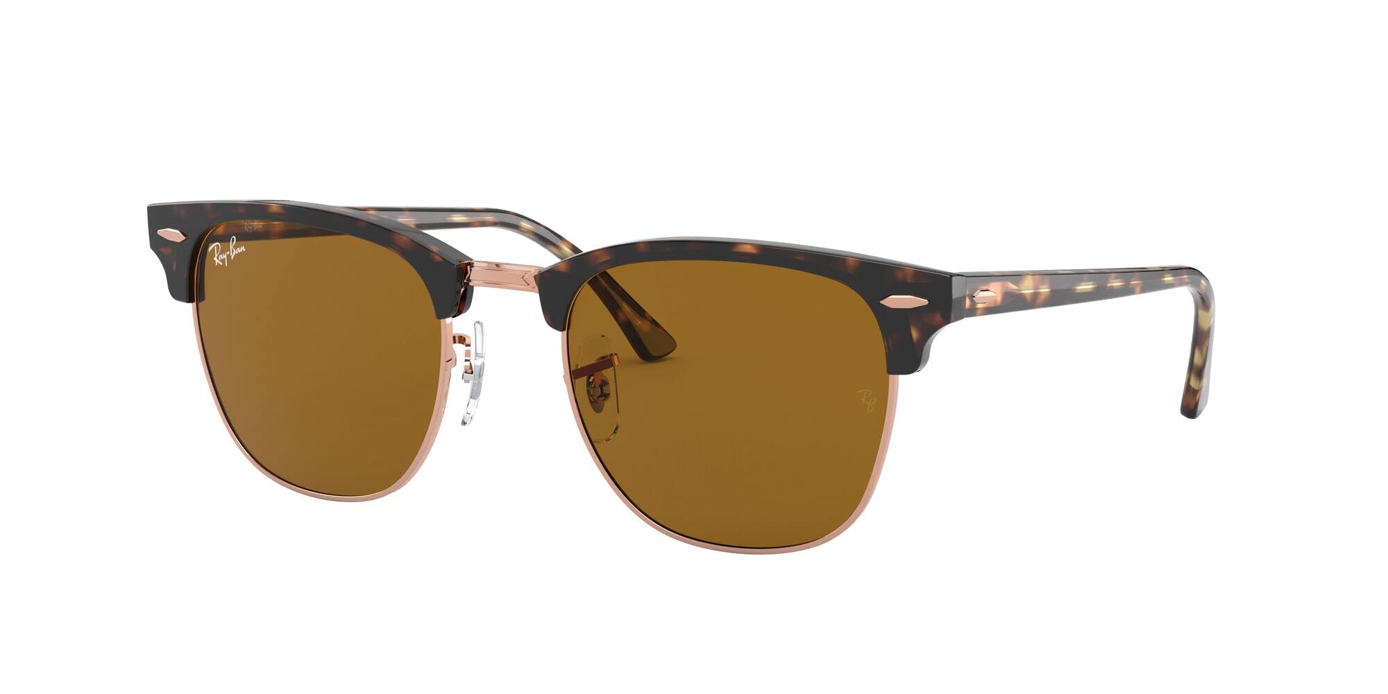 Ray-Ban RB3016F Clubmaster Low Bridge Fit Square Sunglasses, Havana/B-15 Brown, 55 mm
