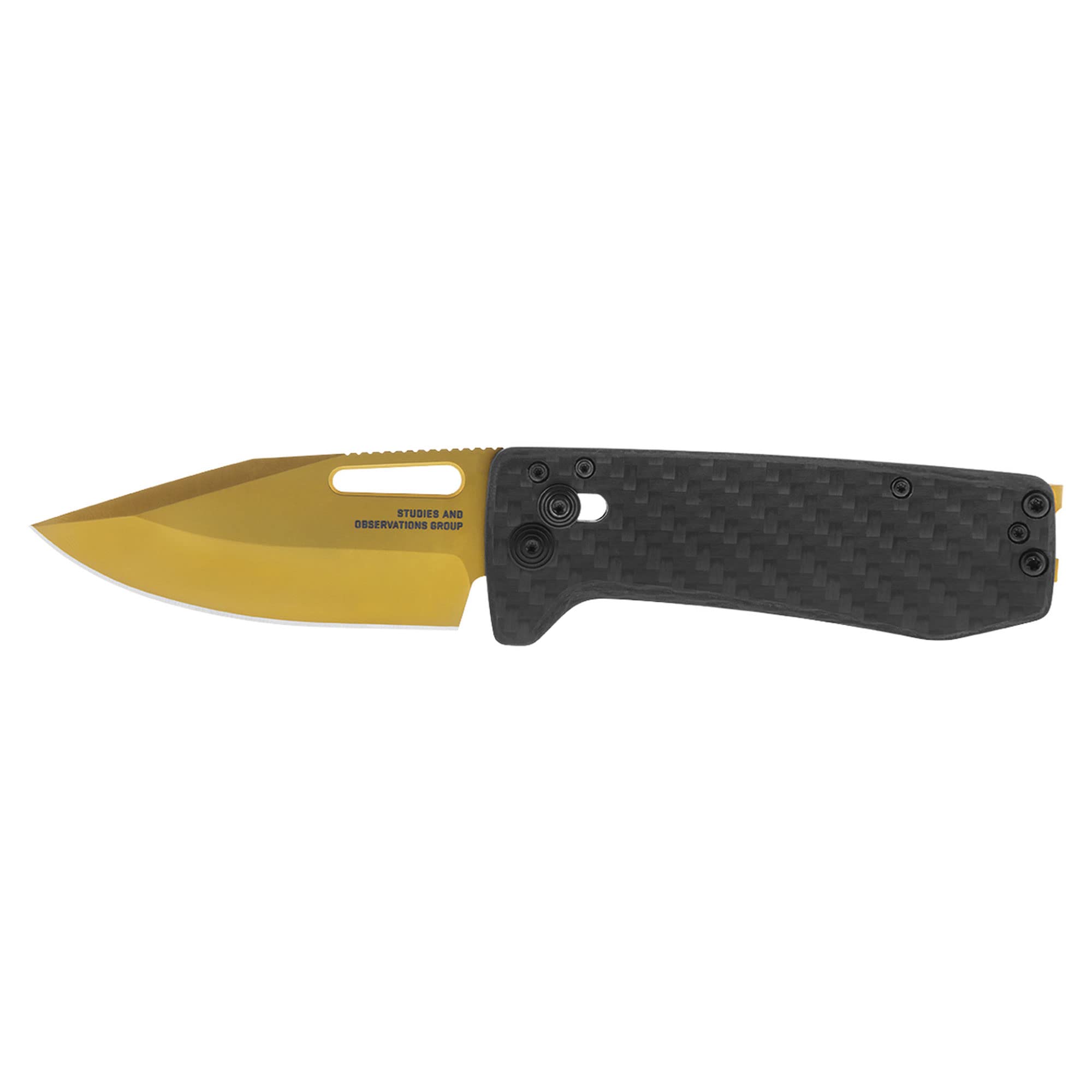 SOG Ultra XR Everyday Carry Slimline Ambidextrous CRYO CPM S35VN Stainless Steel Folding Knives | Titanium Pocket/Money Clip, Carbon/Gold