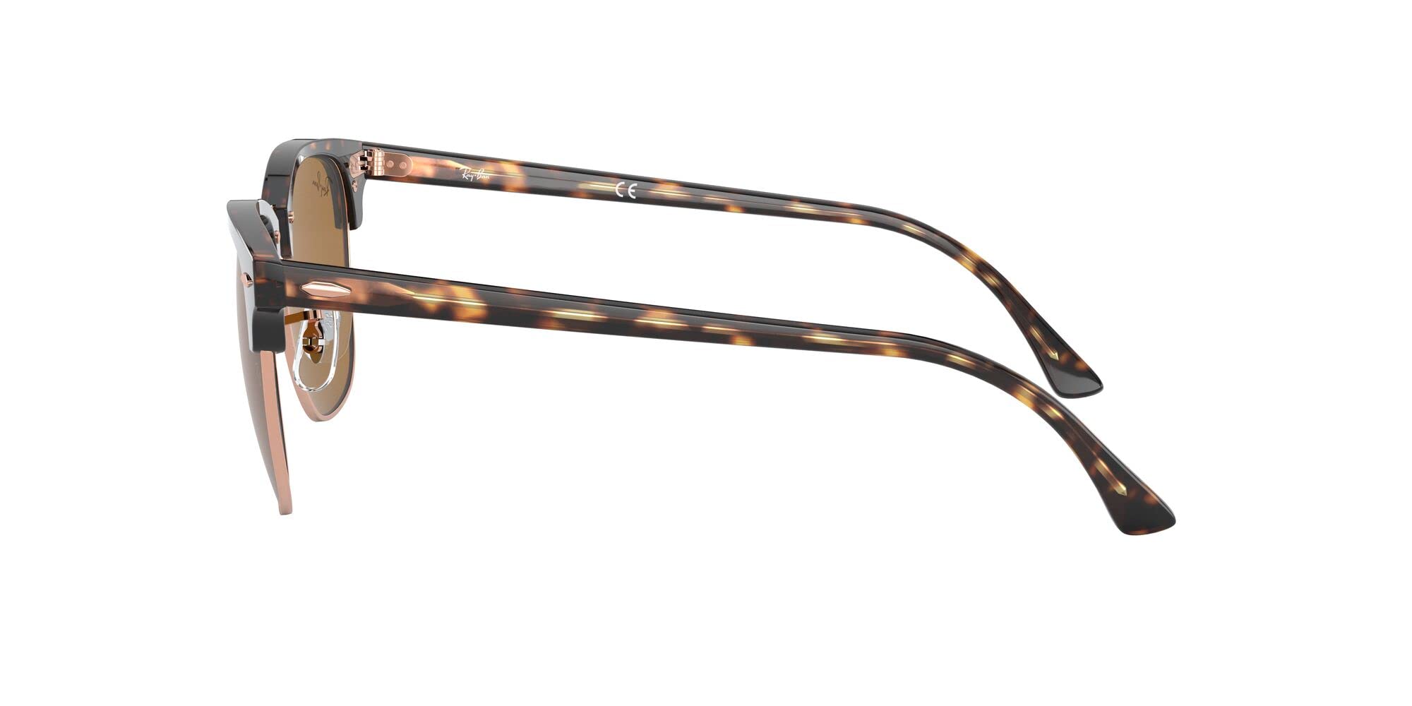 Ray-Ban RB3016F Clubmaster Low Bridge Fit Square Sunglasses, Havana/B-15 Brown, 55 mm