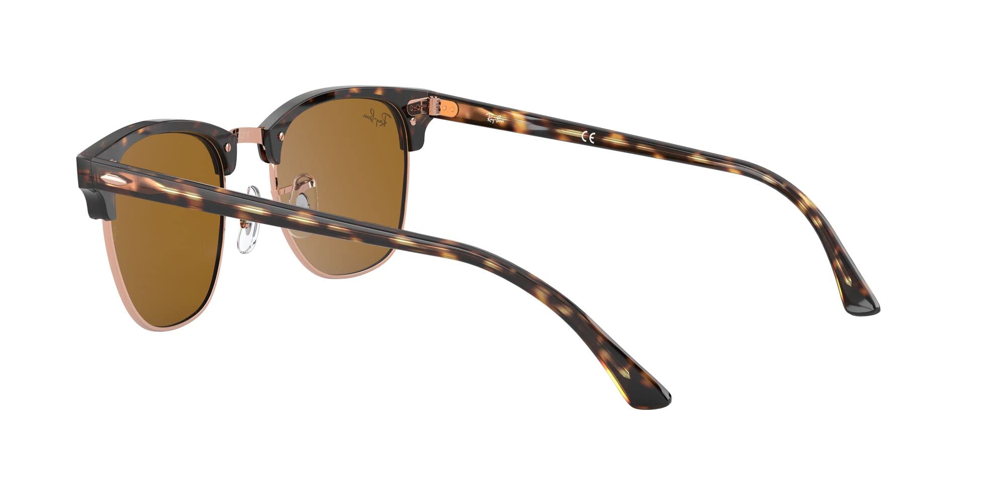 Ray-Ban RB3016F Clubmaster Low Bridge Fit Square Sunglasses, Havana/B-15 Brown, 55 mm