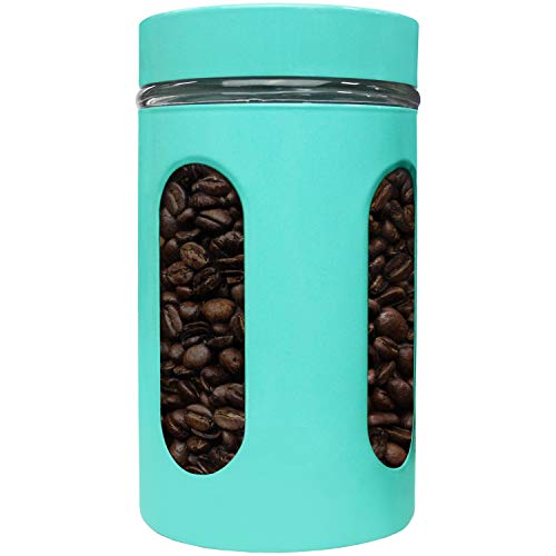 Blue Donuts 32 Oz Glass Jars with Airtight Lids - Glass Kitchen Canisters, Glass Containers for Food Storage with Lids, Airtight Food Storage Containers for Pantry, 946 ML Clear Jars, Turquoise