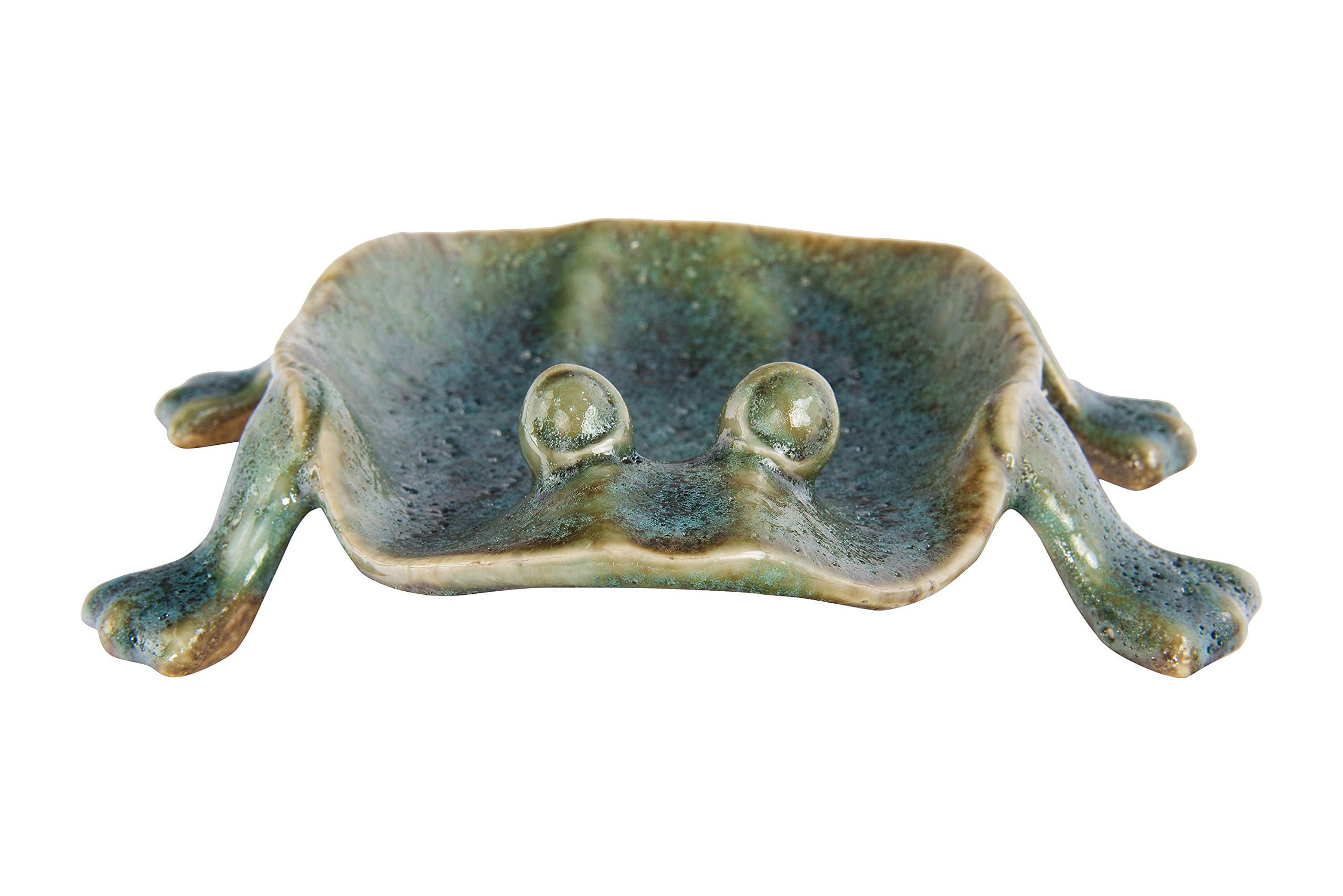 Creative Co-Op Decorative Footed Frog Dish with Reactive Glaze Finish (Each one Will Vary)
