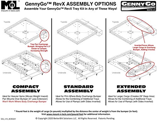 Mount-n-Lock GennyGo RevX2 RV Bumper-Mounted Generator & Cargo Carrier Tray Kit (Steel)