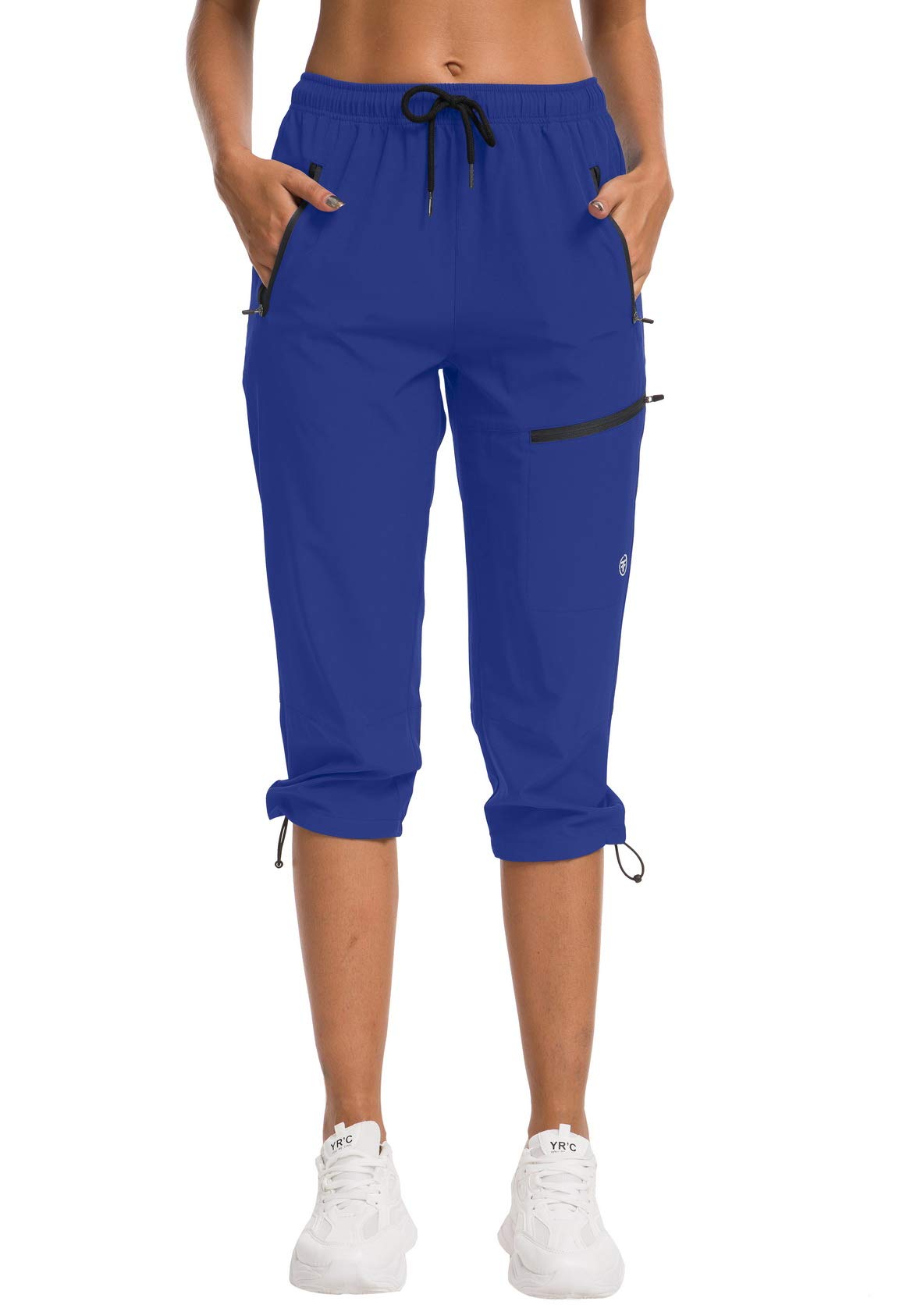 ChinFun Women's Hiking Capris Pants Outdoor Quick Dry Cargo Cropped Pants Water Resistant UPF 50+ Royal Blue XXL