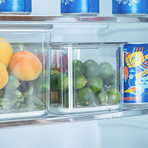 AZONEIN Clear Plastic Stackable Storage Boxes - 3 PCS Kitchen Fruit Freezer Storage Containers Fridge Organisers Bins With Valve And Removable Drain Boardā¦