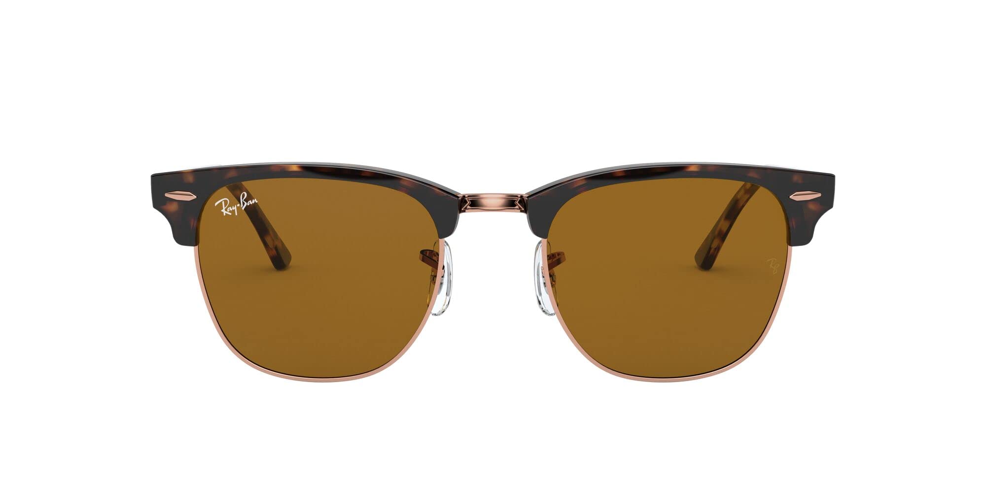 Ray-Ban RB3016F Clubmaster Low Bridge Fit Square Sunglasses, Havana/B-15 Brown, 55 mm