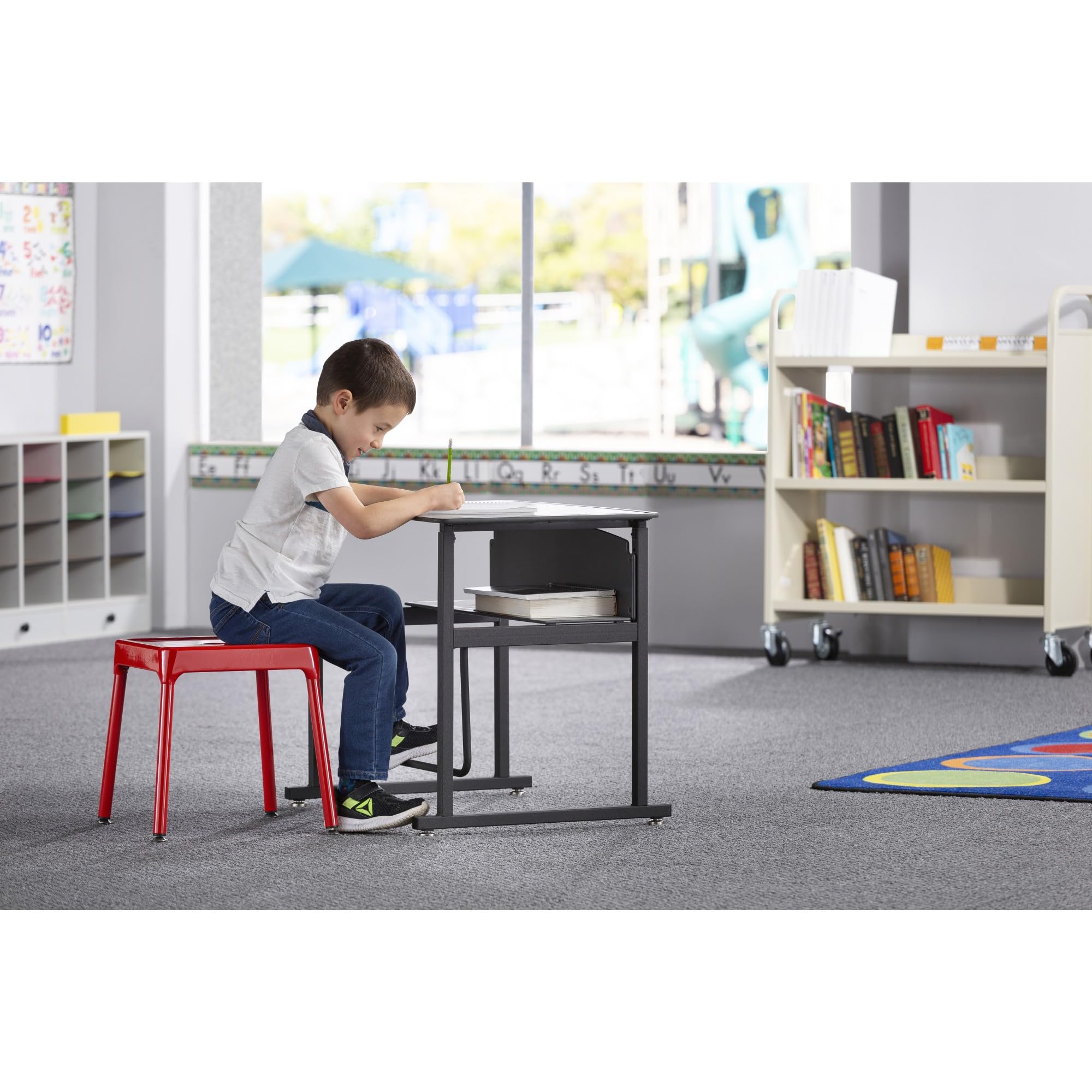 Safco Products 6603 Steel Stool, 15" H, Sturdy Construction, Durable Powder Coat Finish, Includes Nylon Leg Caps and Leveling Feet, Silver