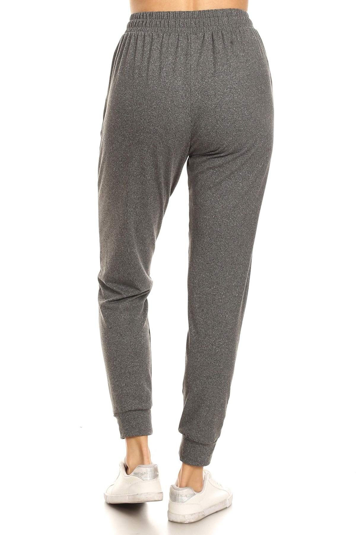 Leggings Depot Womens Relaxed fit Jogger Pants - Track Cuff Sweatpants with Pockets, Heather Charcoal, 2X