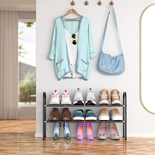Summer&Kiss Expandable Under Sink Organizers and Storage,2-Tier Cabinet Metal Shelf Organizer with 8 Removable Panels, Black Under Sink Storage Rack for Kitchen Bathroom