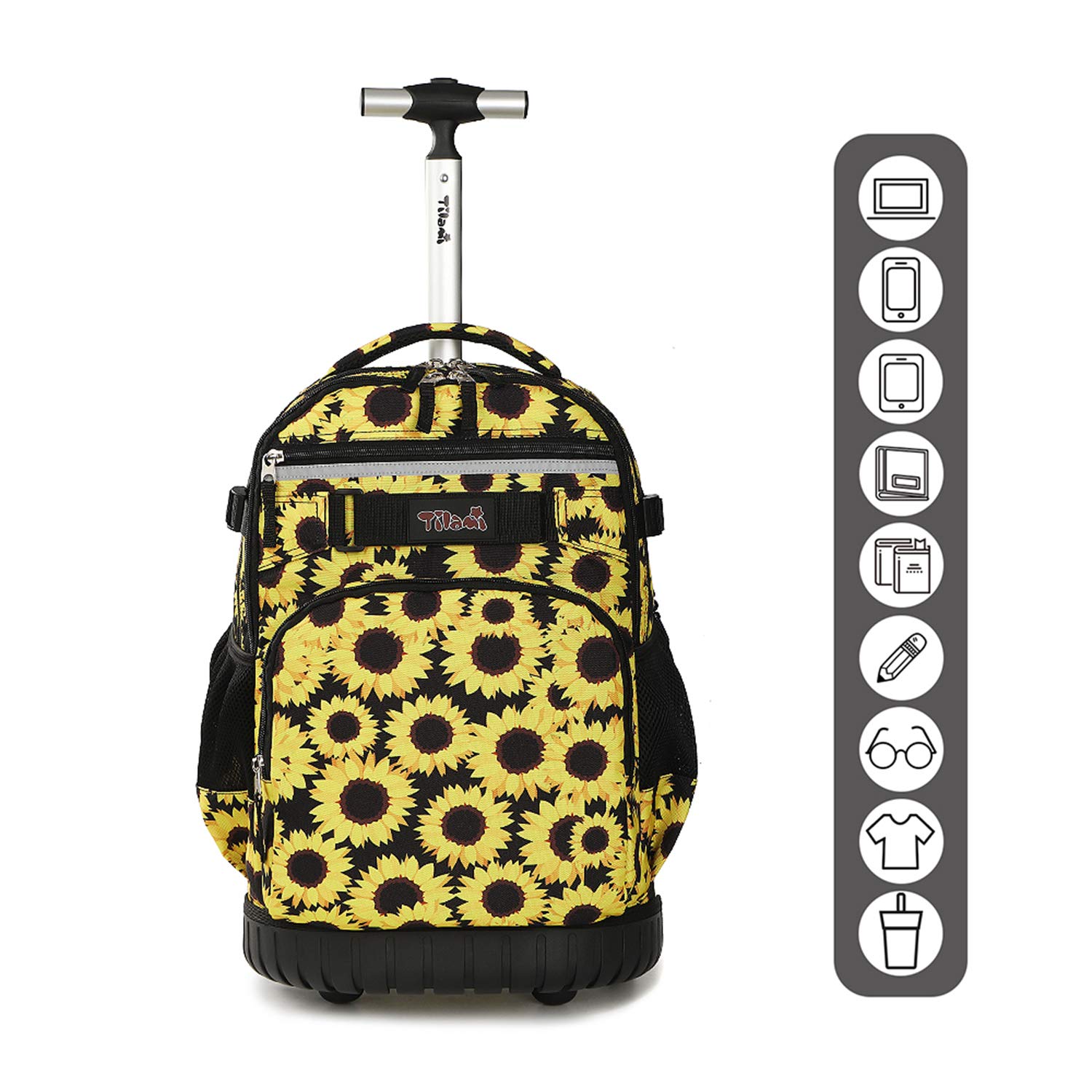 Tilami Rolling Backpack 18 inch Wheeled Backpack School College Student Travel Trip Boys and Girls