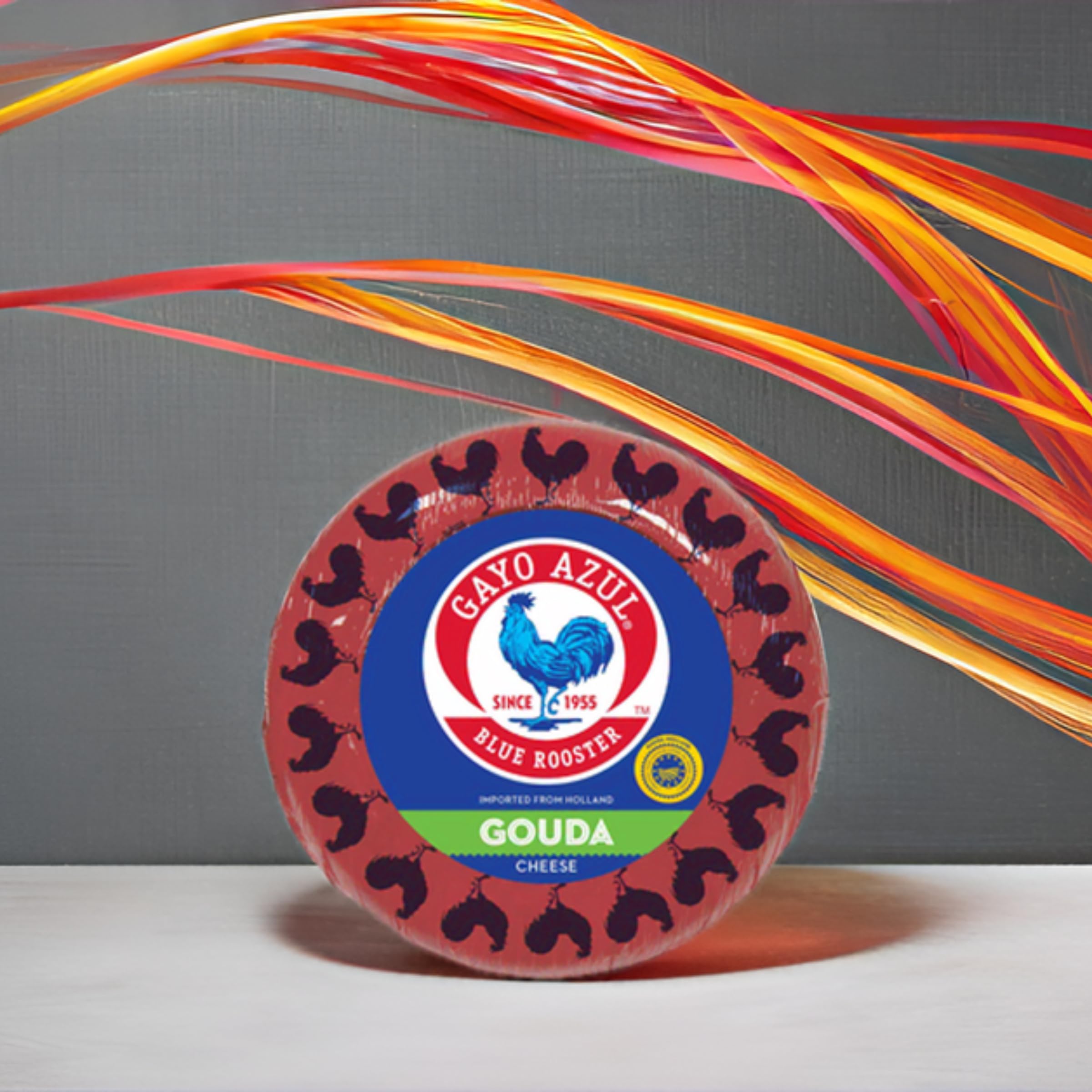 Gayo Azul Mild Gouda Cheese Wheel – Red Wax, 9-10lb (Approx.), Premium Dutch-Style Cheese