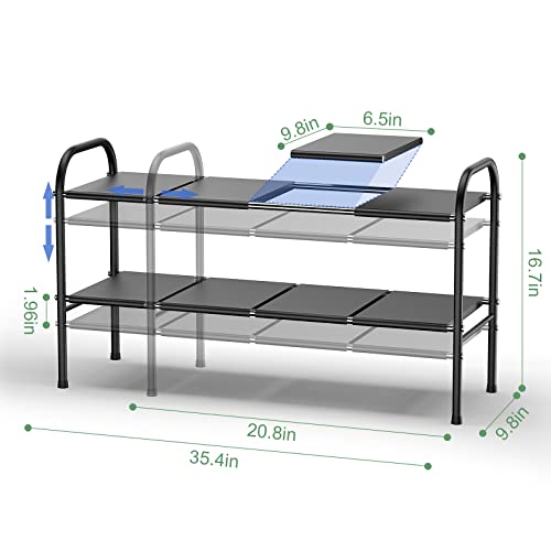 Summer&Kiss Expandable Under Sink Organizers and Storage,2-Tier Cabinet Metal Shelf Organizer with 8 Removable Panels, Black Under Sink Storage Rack for Kitchen Bathroom